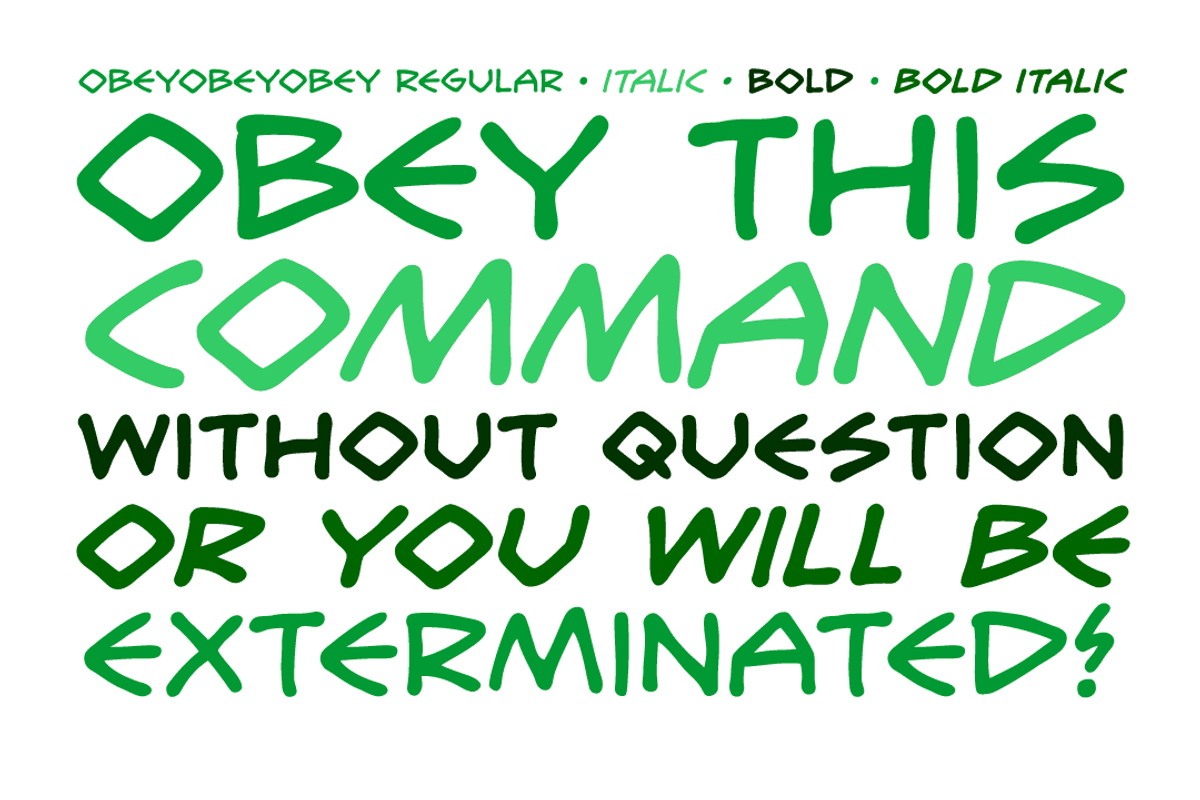Obey Obey Obey, a Handwritten Font by Comicraft Fonts