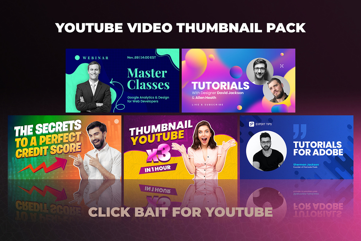 Youtube Thumbnails Set 7, a Social Media Template by PremadePixels.com ...