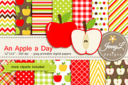 Apple Digital Paper and Clipart, a Pattern Graphic by JennyL Designs