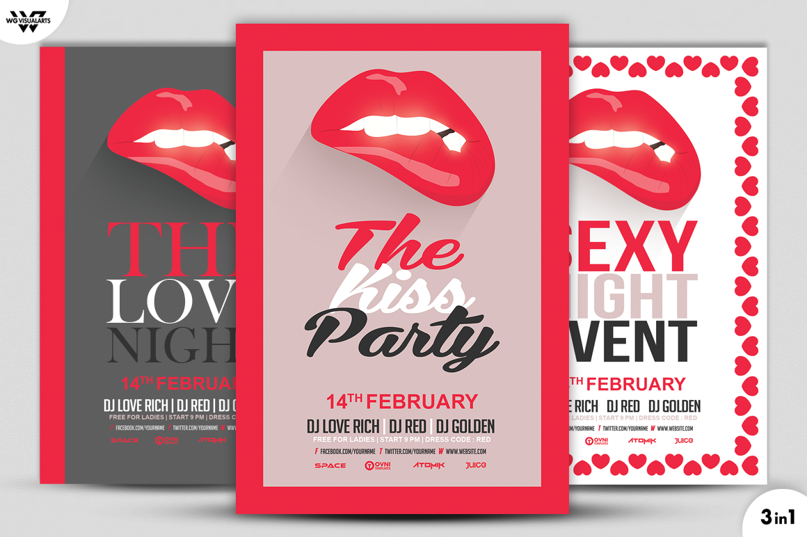 LOVE SEXY LIPS Flyer Template, a Flyer Template by WG DESIGN