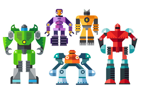 Vector Flat Modern Robots, a Technology Illustration by TastyVector
