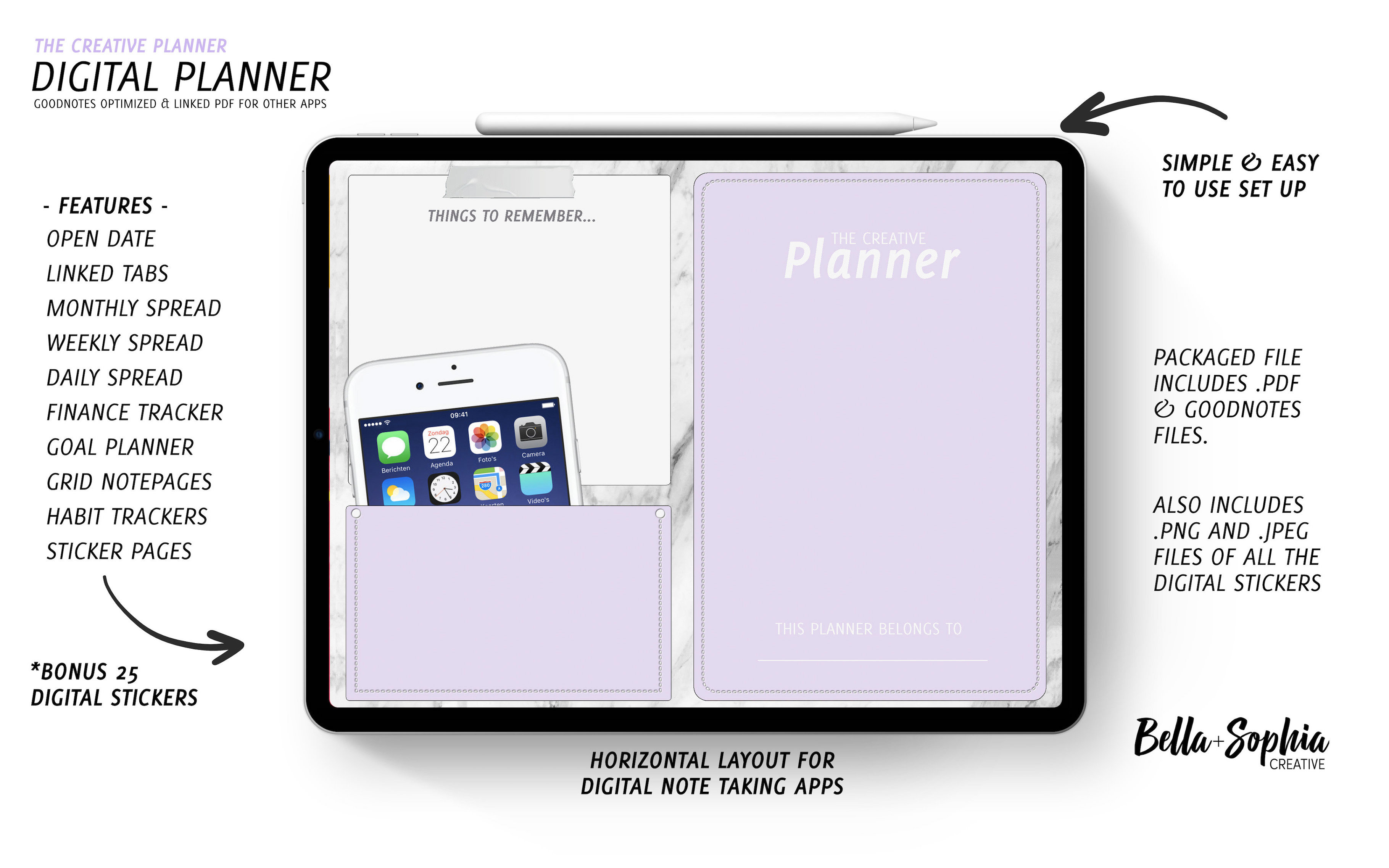 Pastels Digital Planner-(Goodnotes), a Stationery Template by Bella ...