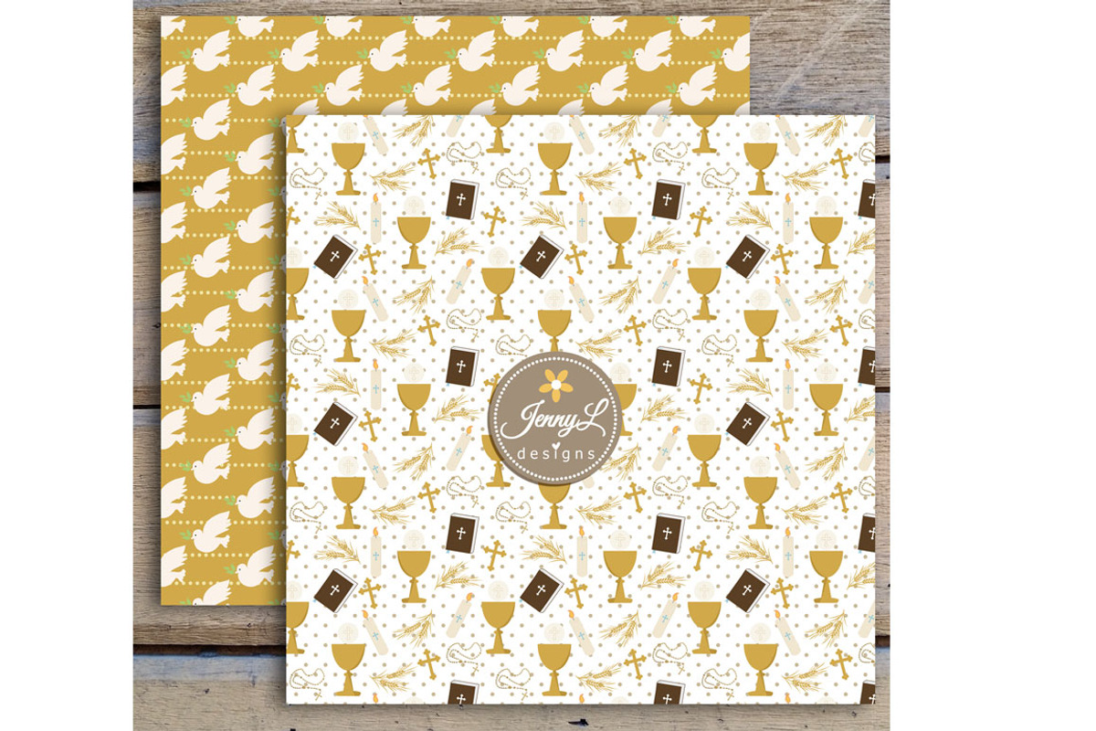 1st Communion Digital Papers, a Pattern Graphic by JennyL Designs