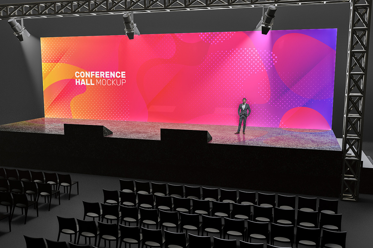 Conference Hall Screen Mockup, a Product Mockup by Illusiongraphic