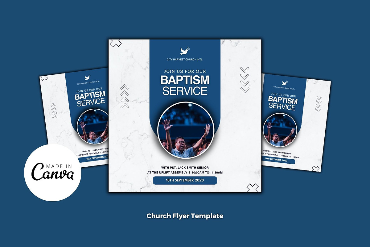 Baptism Service Church Flyer Design, a Social Media Template by MK ...