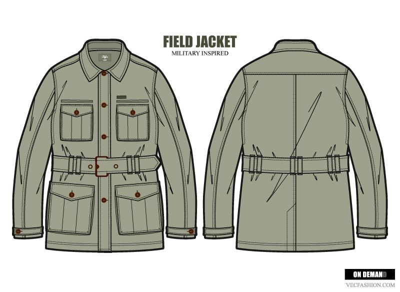 Men Field Jacket Fashion Template, an Illustration by VecFashion Ltd.