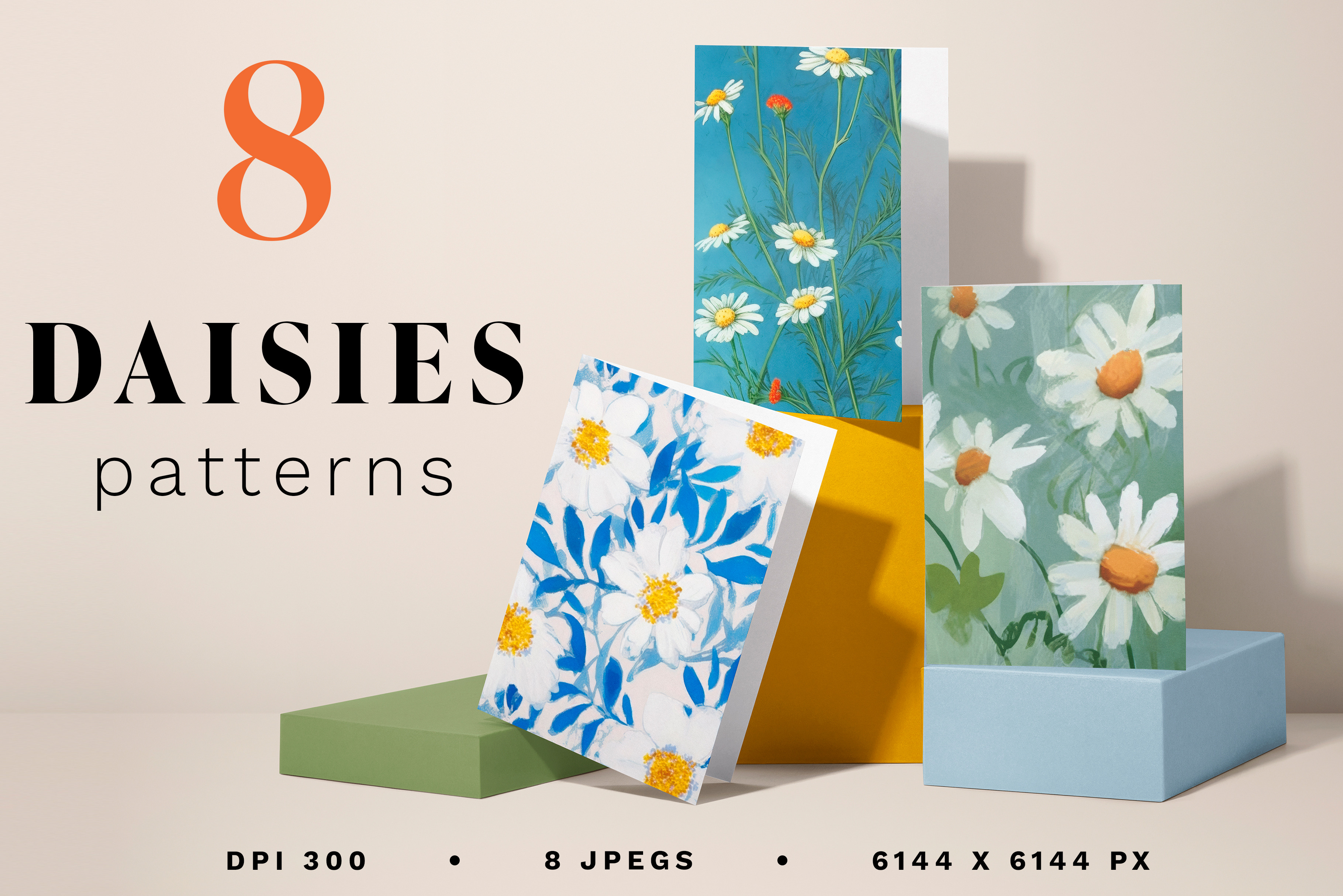 Daisies Patterns Bundle, a Pattern Graphic by Ninterints