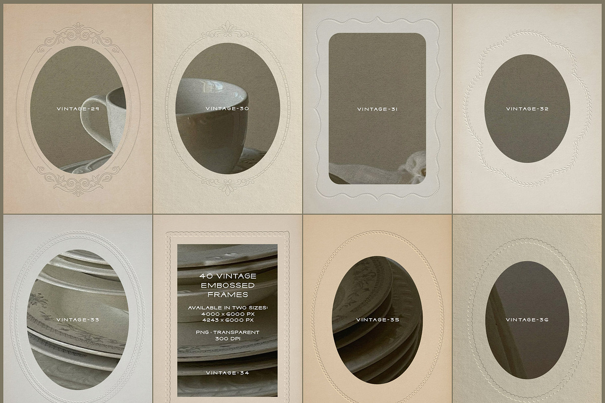 Embroidered Embossed Paper Frames, a Texture Graphic by alonahaidash