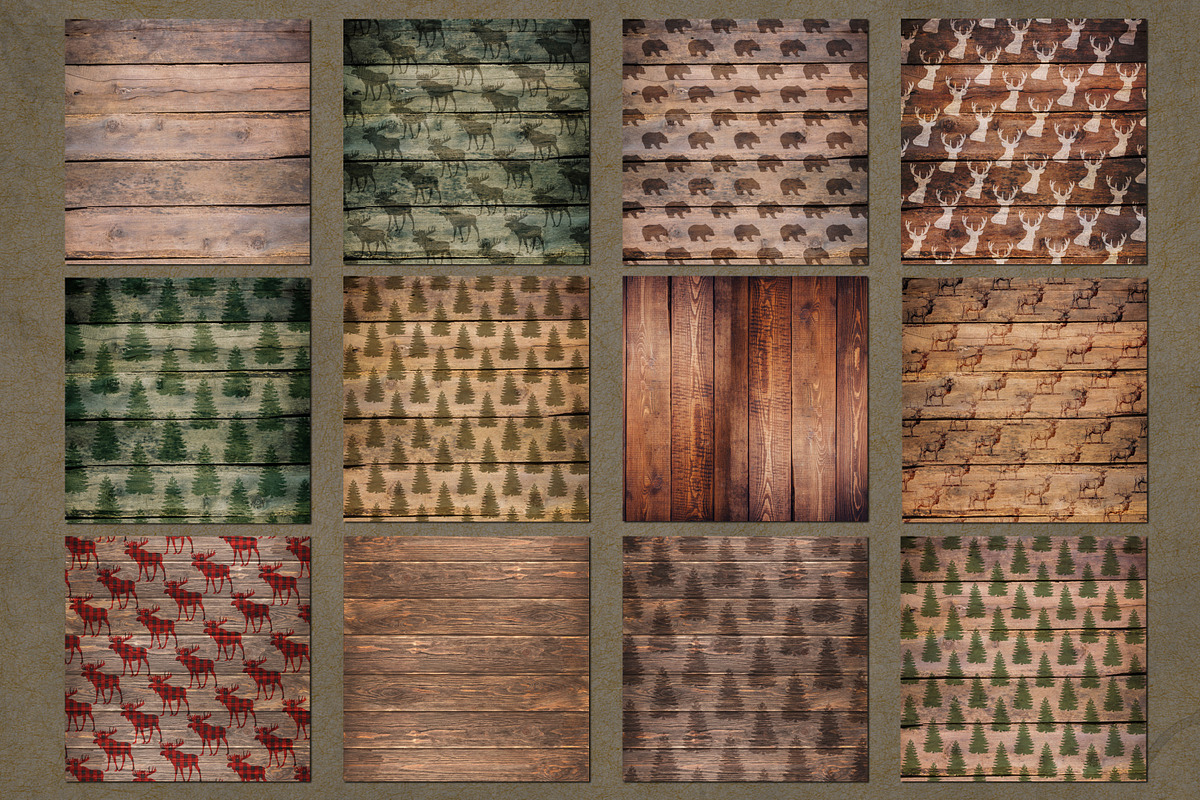 Lumberjack forest digital paper, a Pattern Graphic by Paper Farms