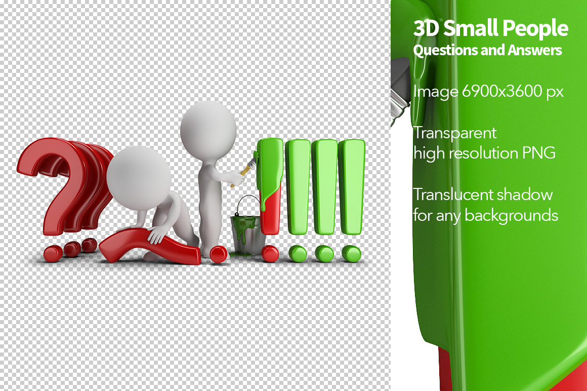 3D Small People - Questions, a Person Illustration by Anatoly Maslennikov