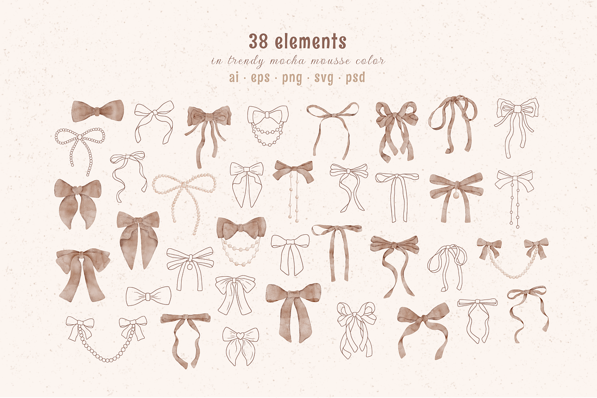 Charming hand drawn bows set
