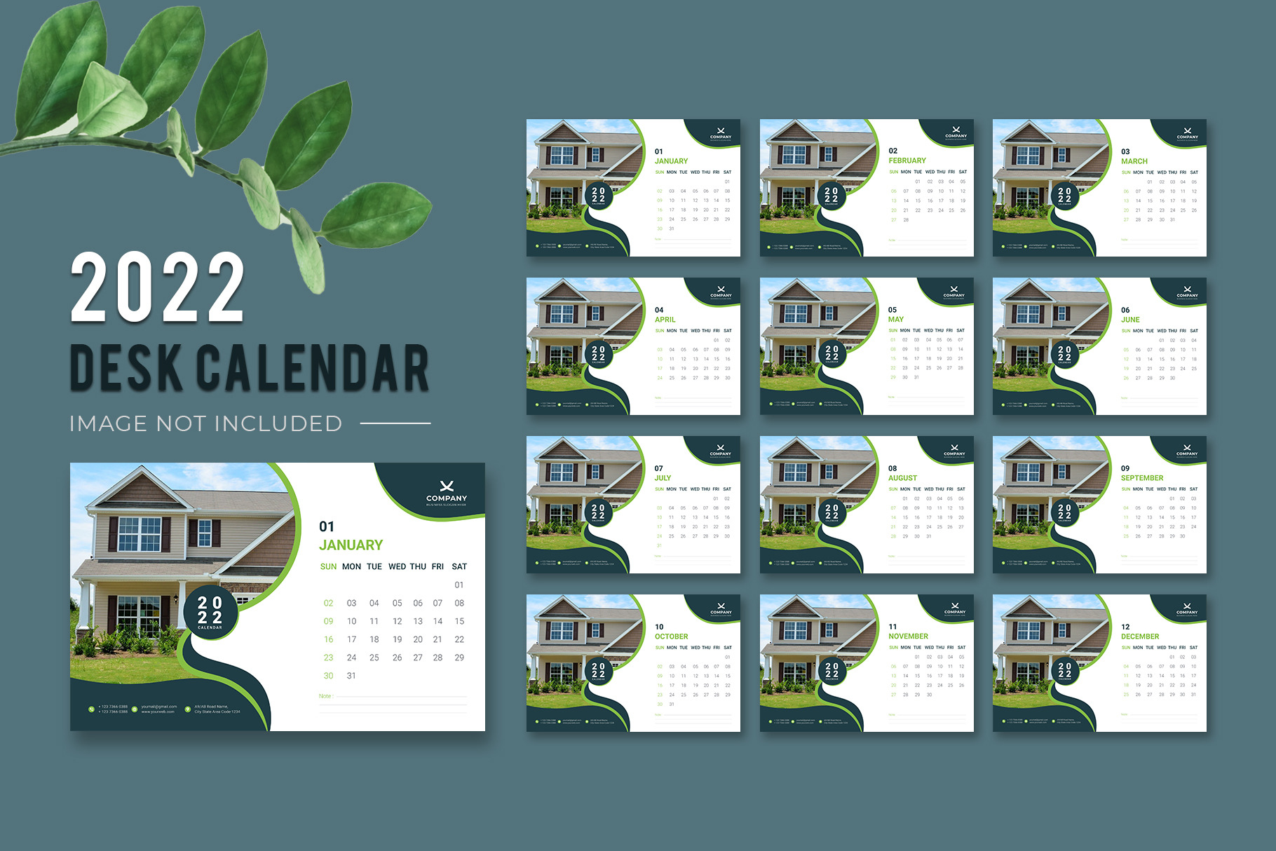 2022 Editable Desk Calendar Template