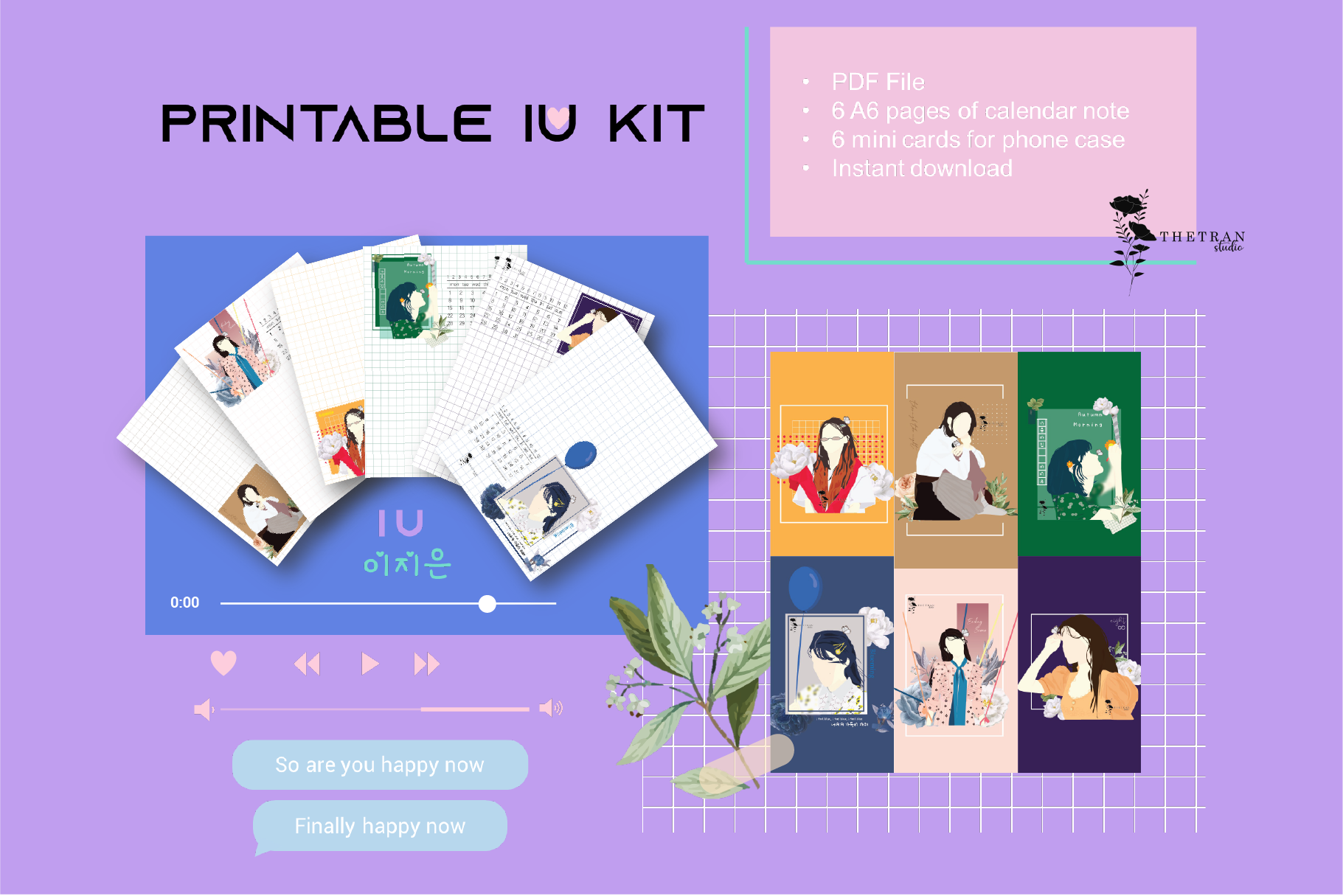 IU Card And Calendar Instant Download