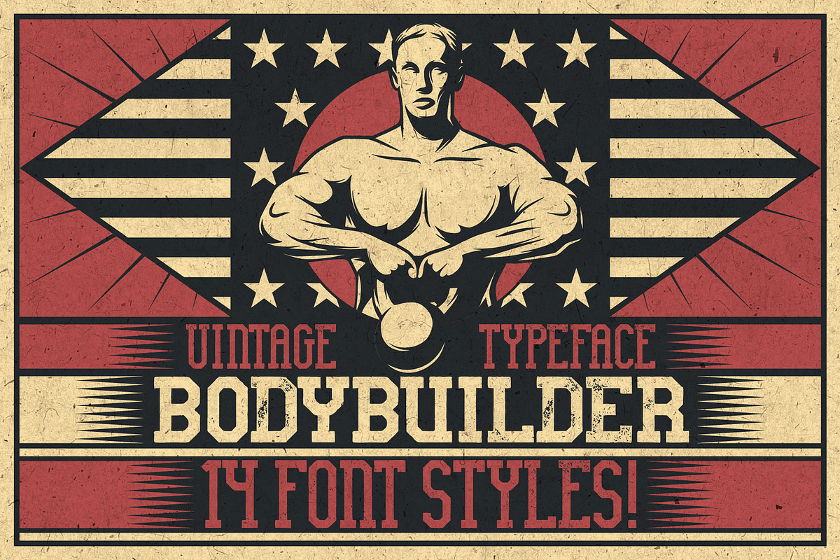 Bodybuilder Layered Font, a Symbol Font by Vozzy Fonts & Graphocs