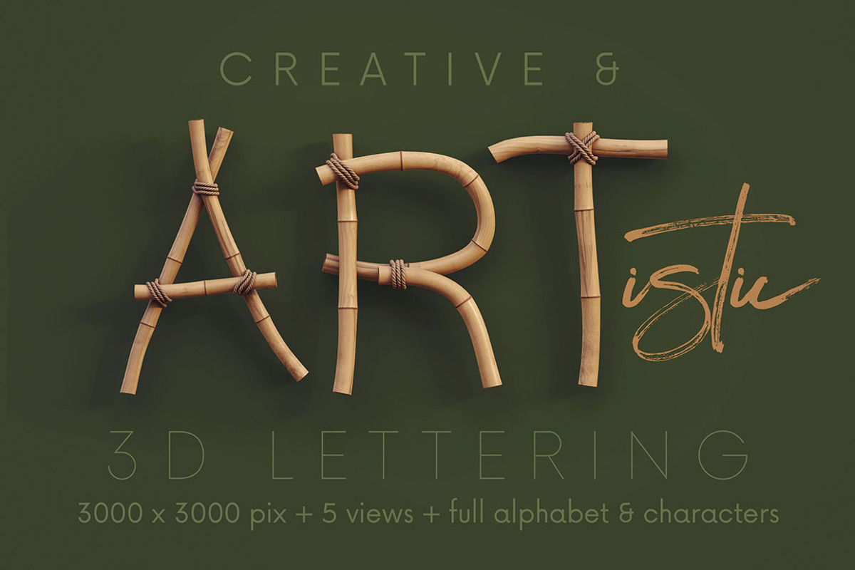 Bamboo - 3D Lettering, an Object Graphic by MIIM