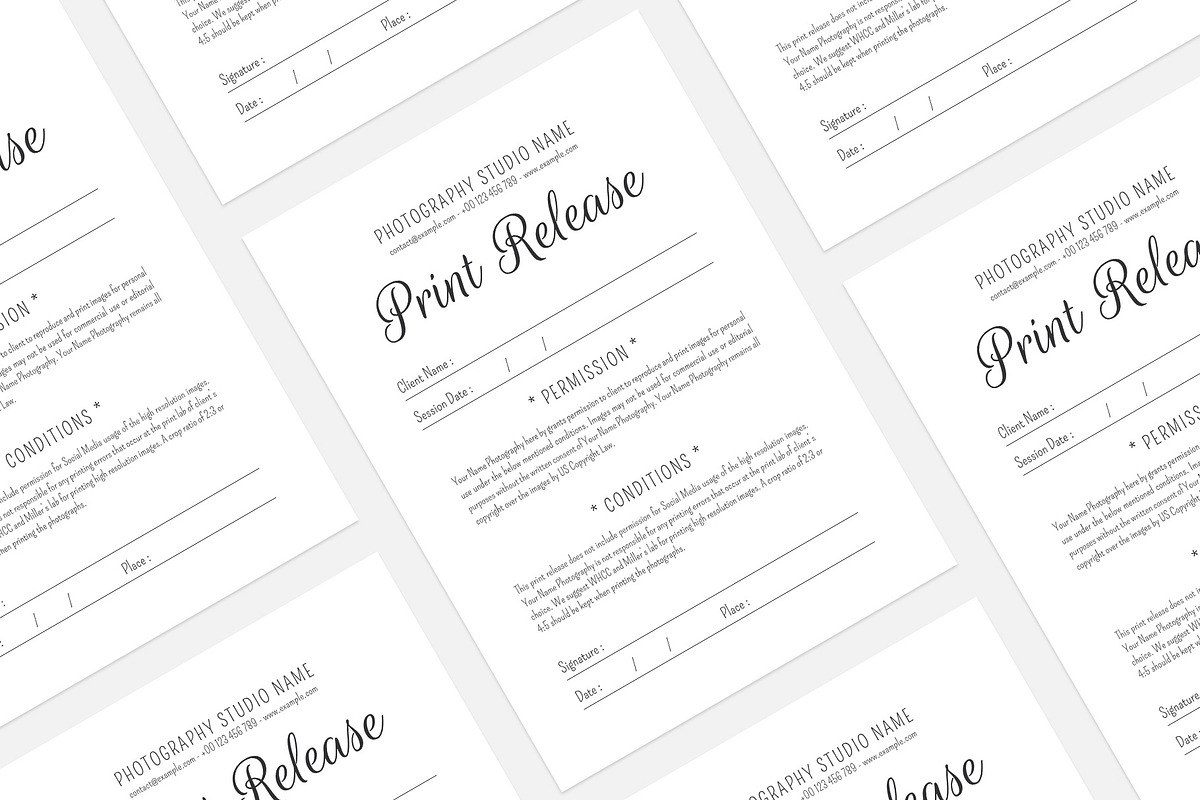 Photo Print Release Forms, a Stationery Template by Amit Debnath