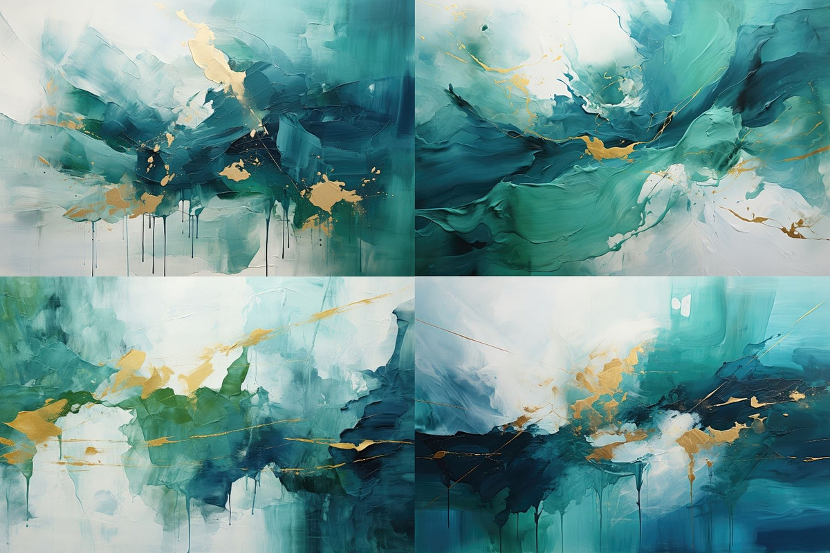 16 Abstract Emerald Paintings, a Wallpaper Graphic by HipFonts