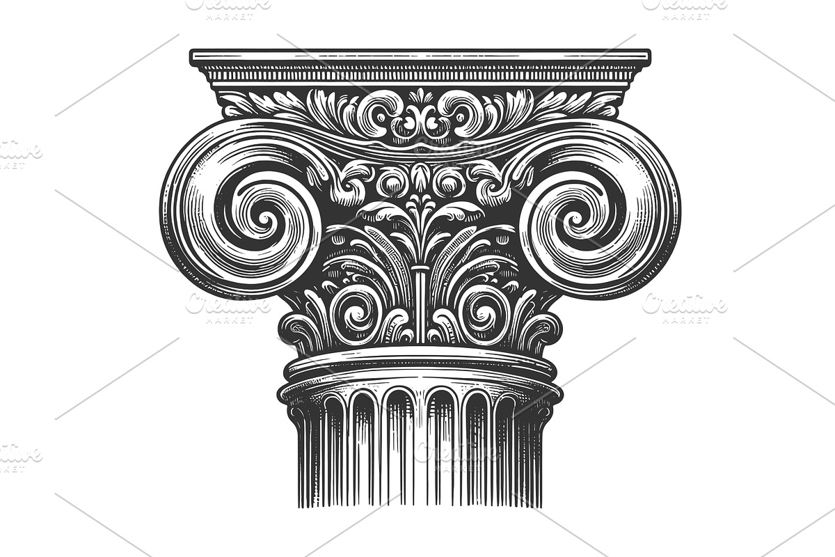 Column Capital Engraving engraving, an Object Illustration by AlexArt ...
