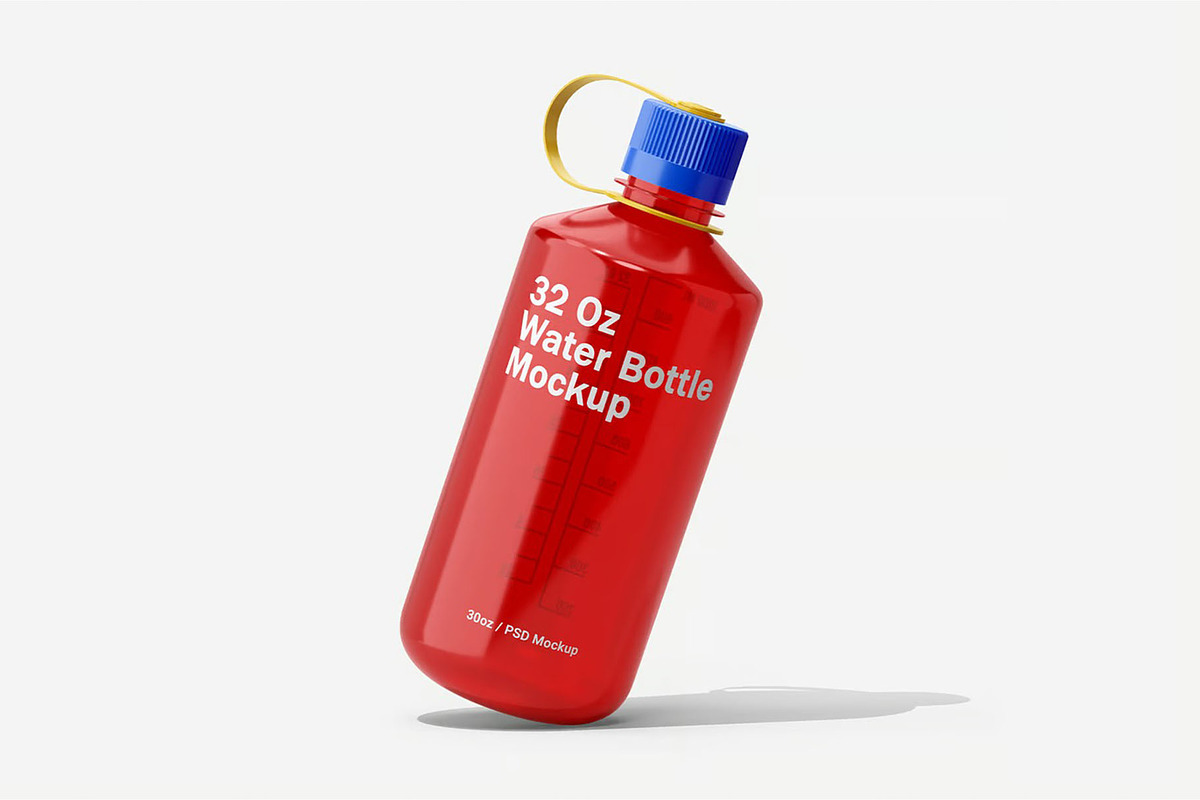 Narrow Plastic Water Bottle Mockup
