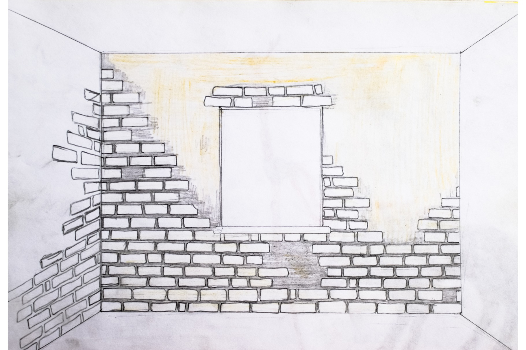 wall of bricks and a window. Drawing, an Education Illustration by ...
