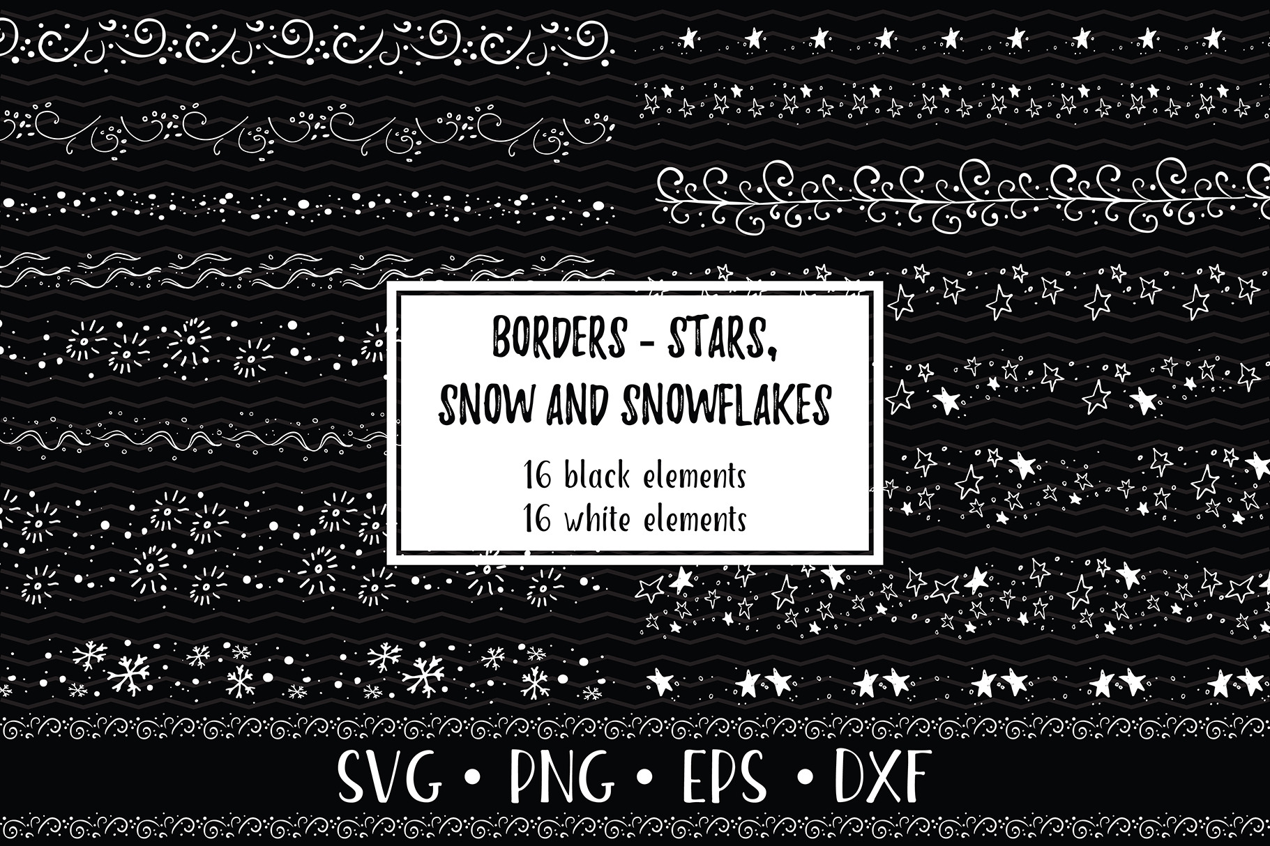 Winter Doodle Borders, a Brush Add-On by Rasveta