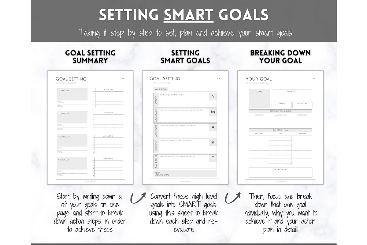 Printable Goal Tracker Bundle, a Templates & Theme by Templatables