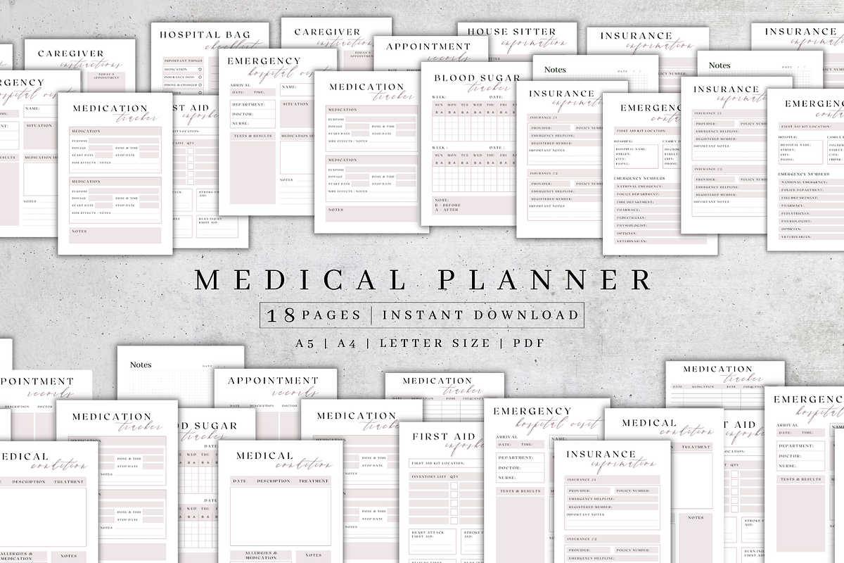 Digital Medical Planner PDF, a Stationery Template by BRANDcontent