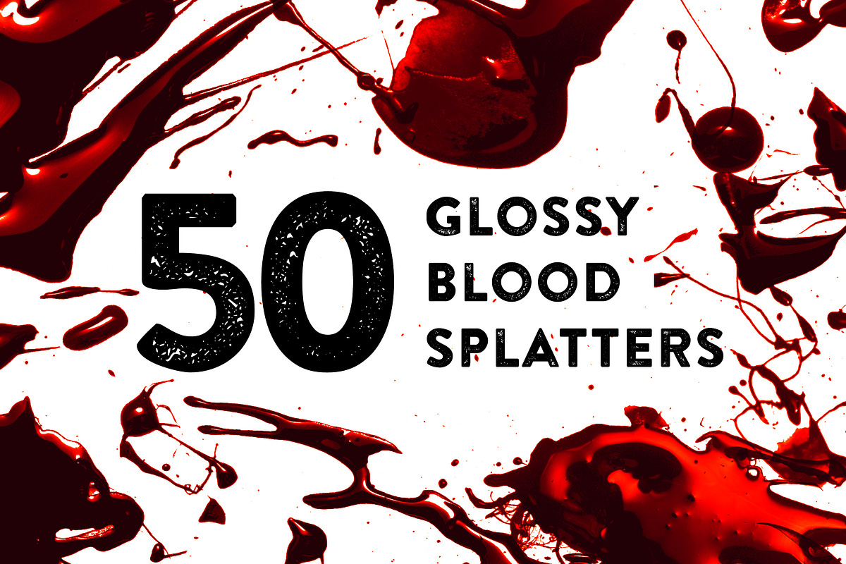 50 Glossy Blood Splatters, a Brush Add-On by SparkleStock