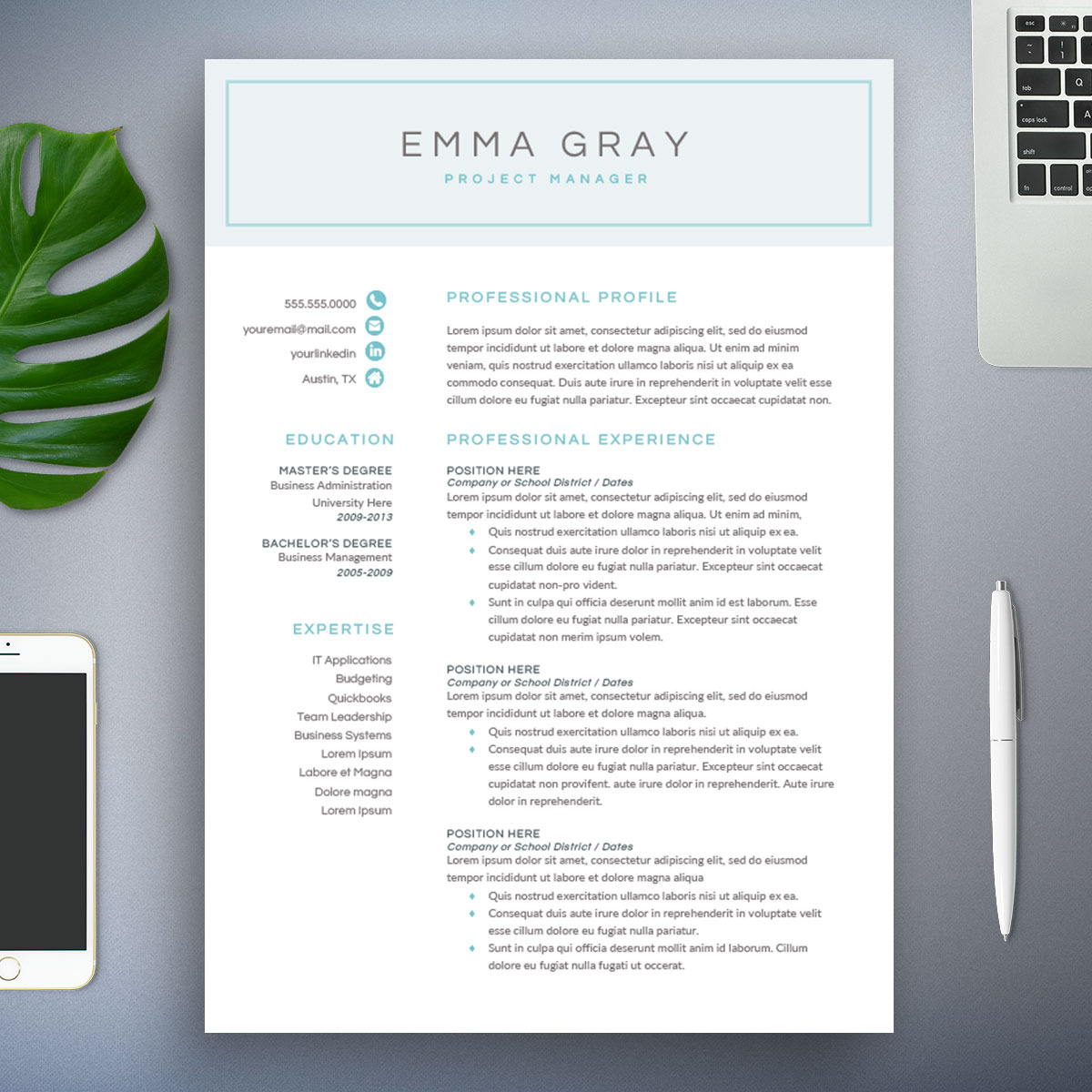 Modern Resume Template for Word, a Resume Template by SharpResumeFoundry