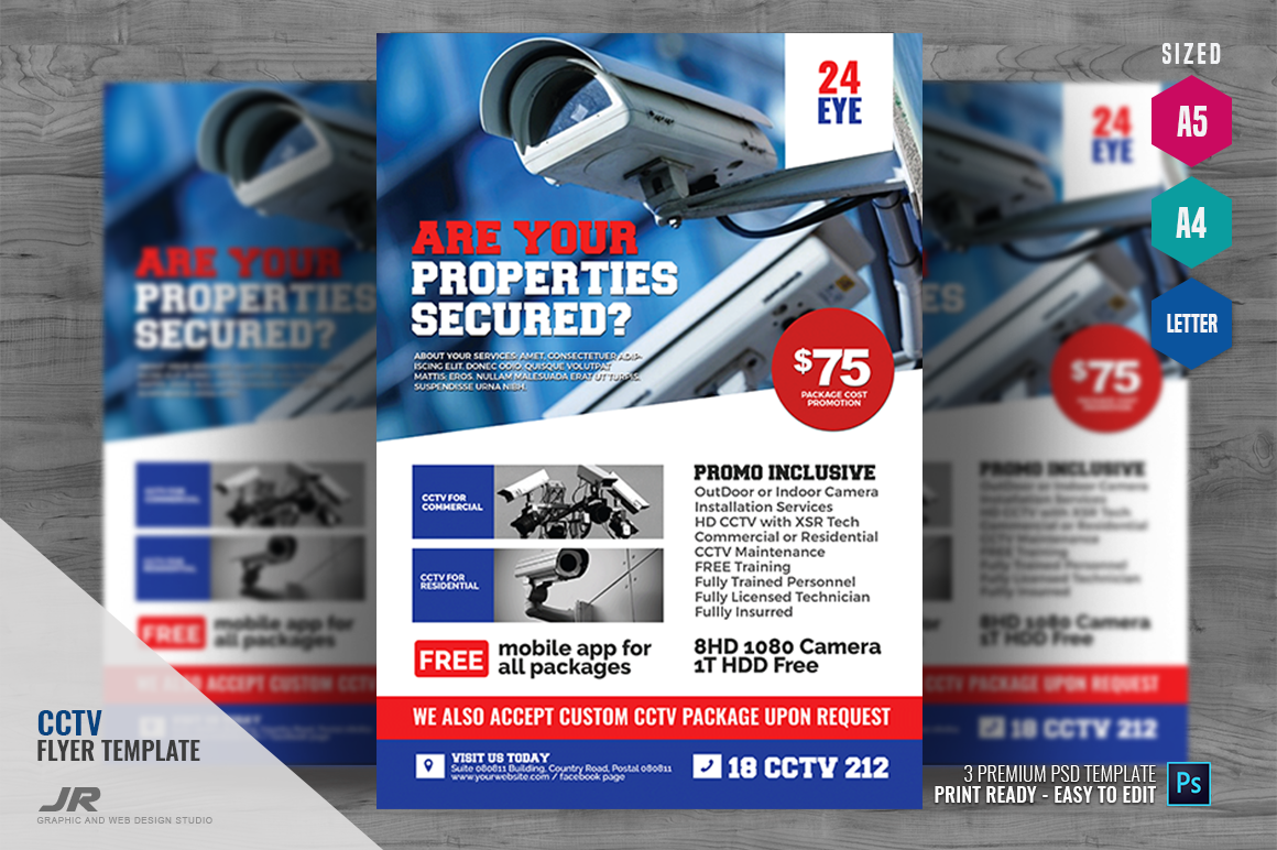 Security and Surveillance Camera, a Flyer Template by PSDPixel