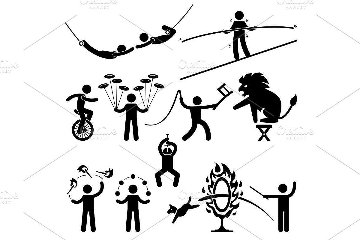 Circus Performers Acrobat Stunt Icon, an Icon by Leremy Stick Figures
