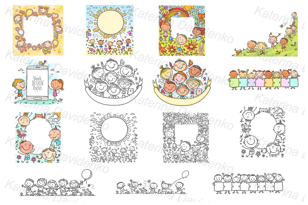 Kids copy space bundle design svg, an Illustration by Bubert Art