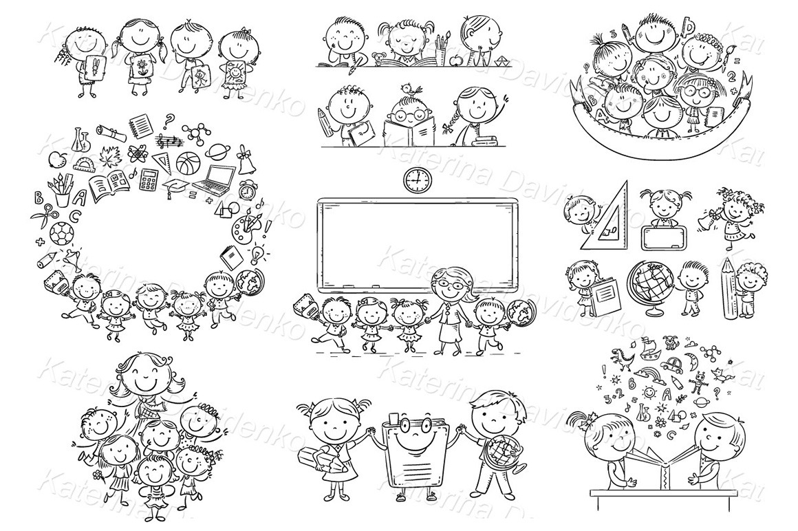 School clipart set pdf svg png image, an Education Illustration by ...