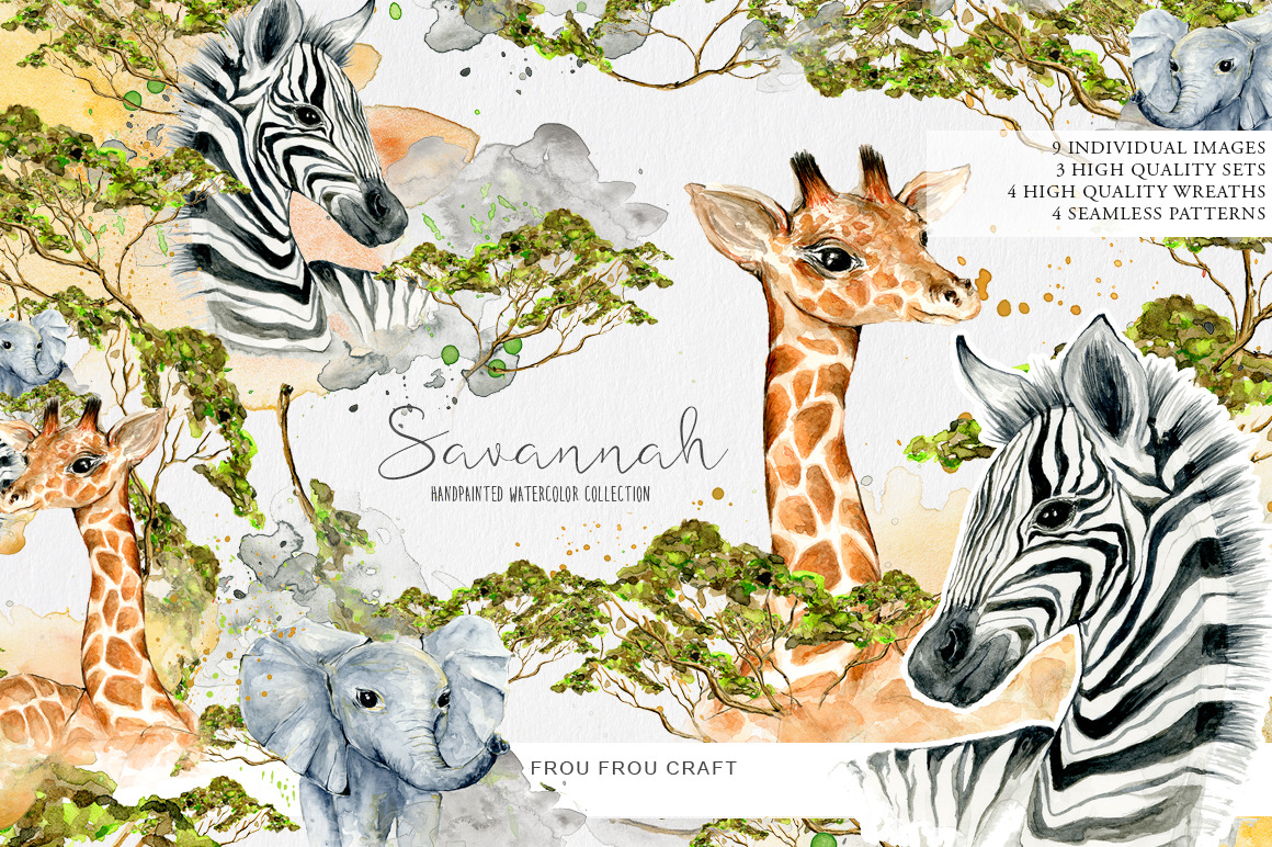 Savannah Clip Art, an Animal Illustration by Frou Fou Craft
