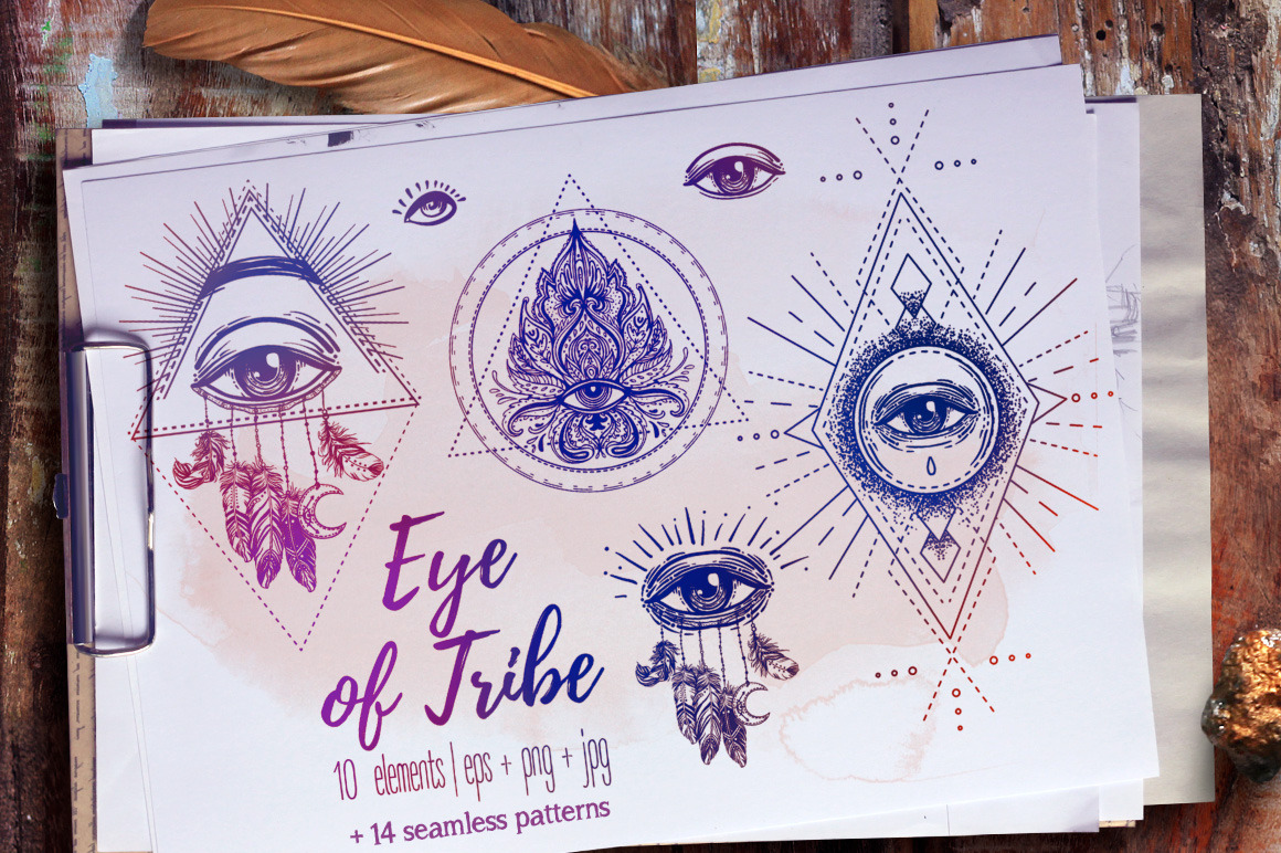 Eye of Tribe. Vector Set of 10., a Decorative Illustration by Varvara ...