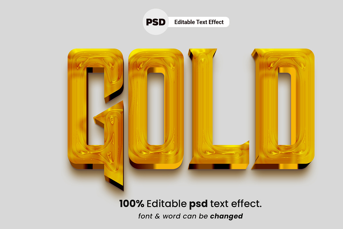 Gold Liquid 3D Text Effect Bundle | Creative Market