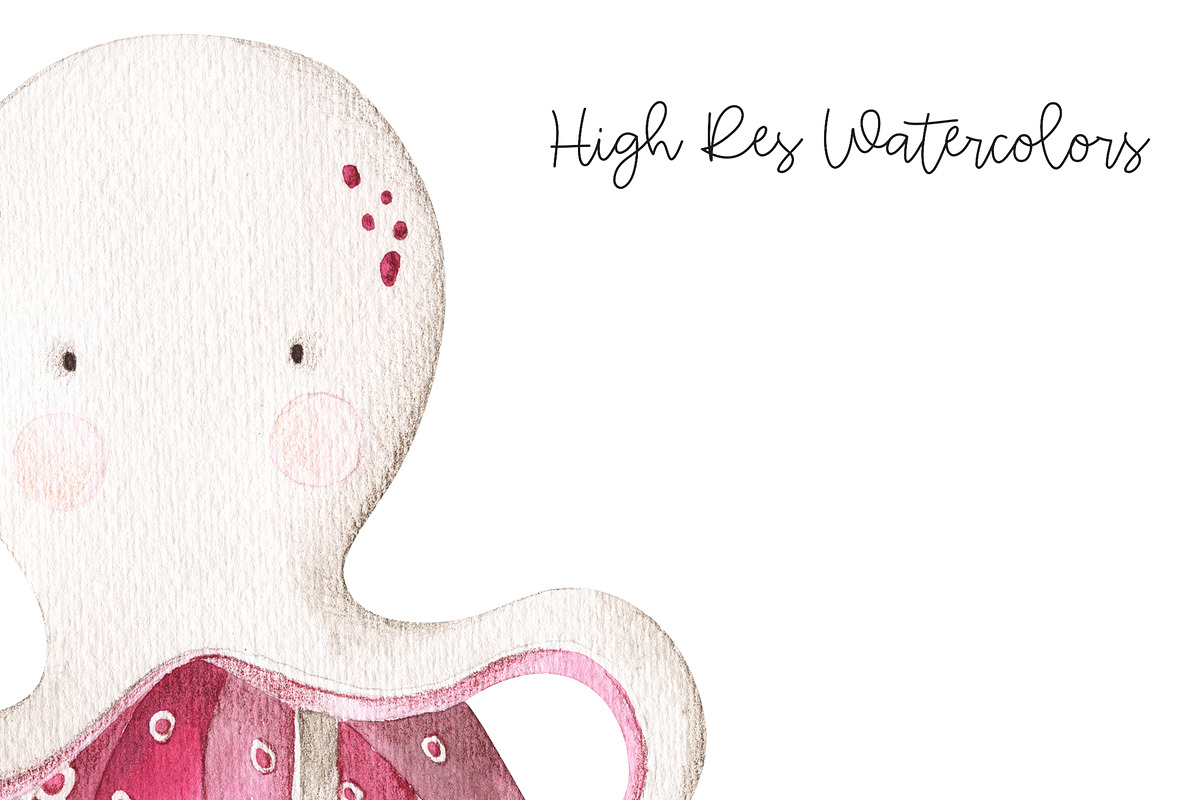Under The Sea Pink - watercolor set, an Animal Illustration by Alesya ...