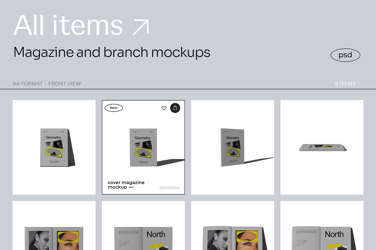 Geometry-magazine mockup kit, a Print Template by Creatoom