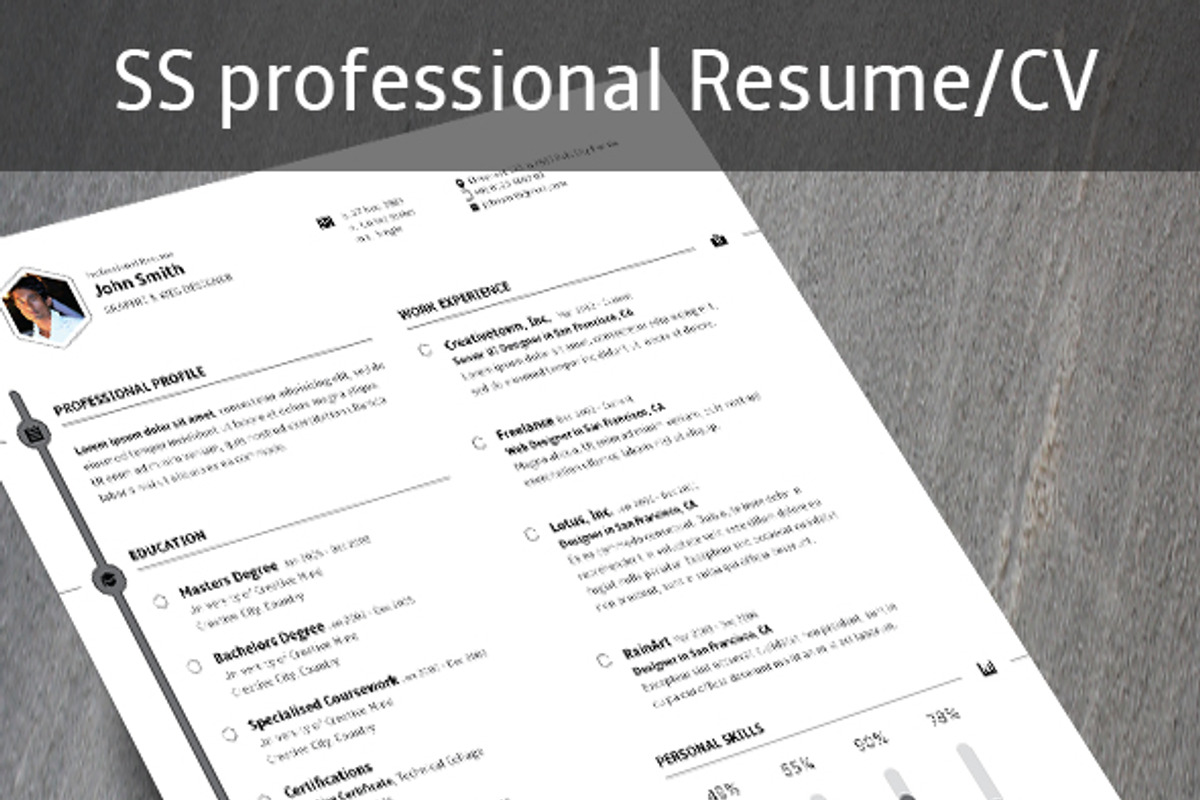 SS Professional resume, a Resume Template by The crunch shop. By hill