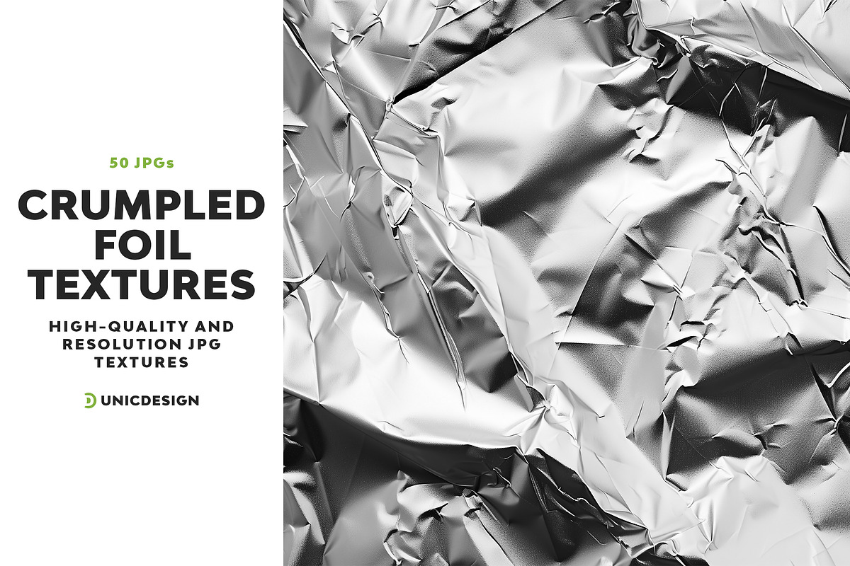 50 Crumpled Foil Textures, a Texture Graphic by UnicDesign