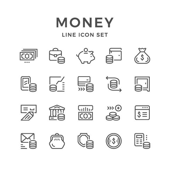 Set line icons of money | Outline Icons ~ Creative Market