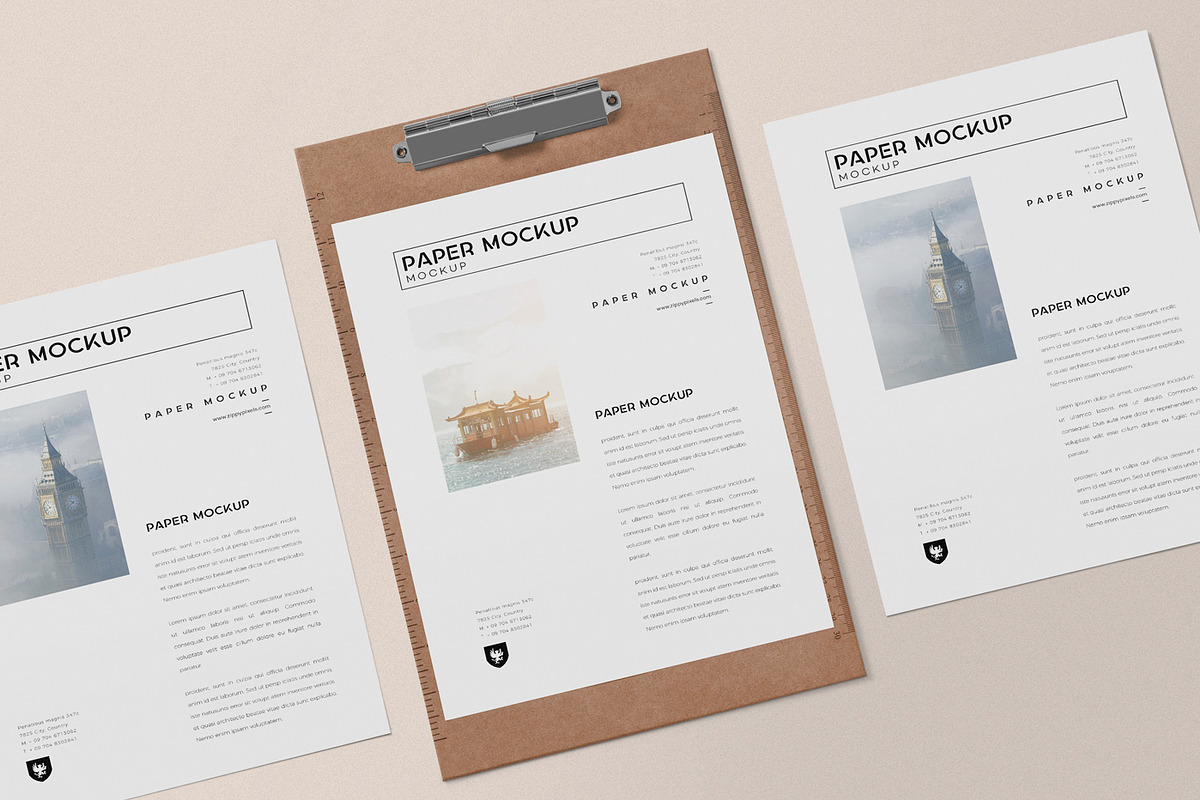 Realistic Paper Mockups, a Stationery Template by ZippyPixels