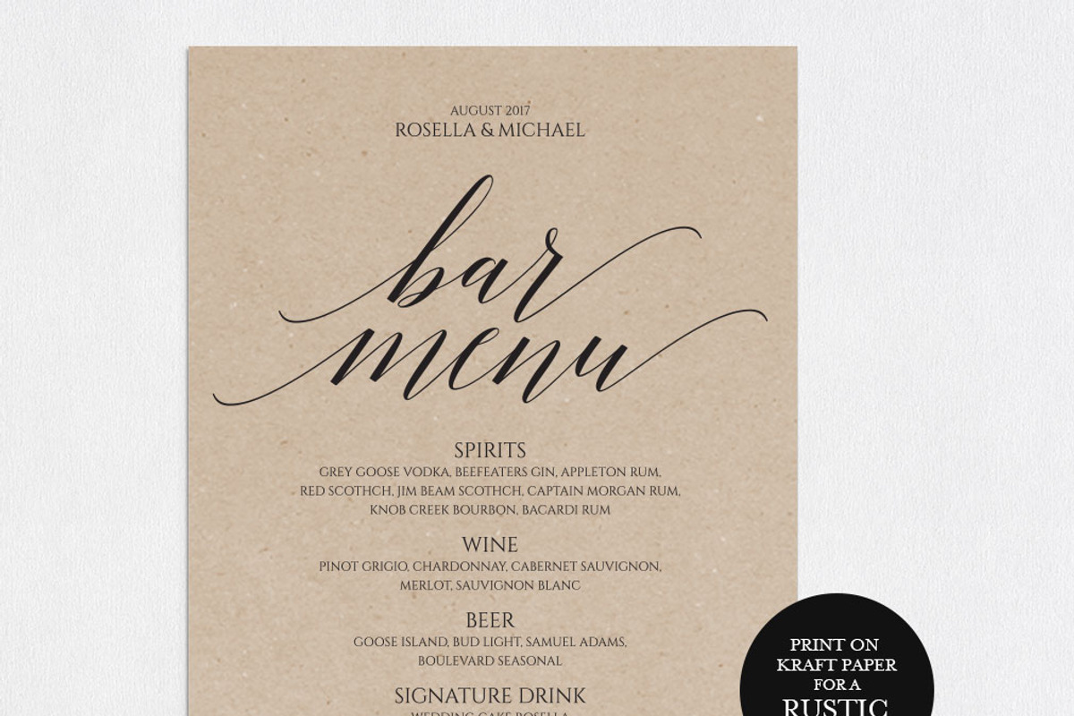 Bar Drink Menu Template SHR259, an Invitation Template by Shafura_Wedding