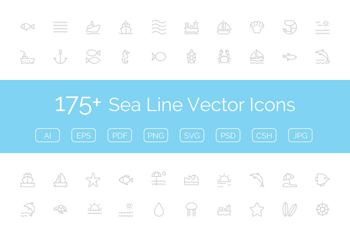175+ Sea Line Vector Icons, an Icon by Vectors Market