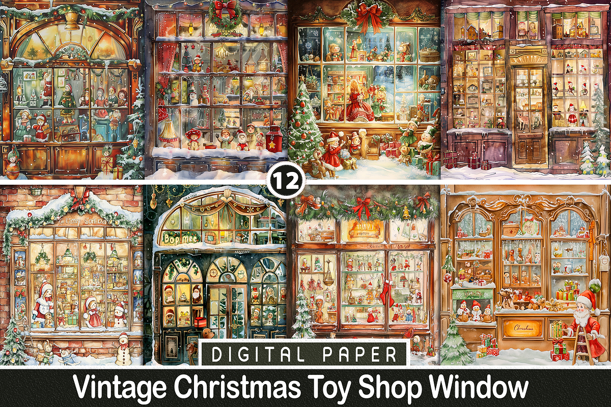 Vintage Christmas Toy Shop Window