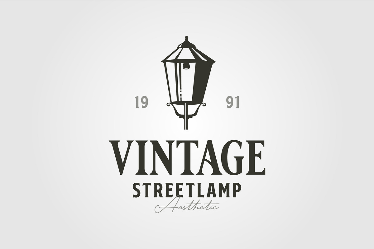 vector of street lamp vintage logo