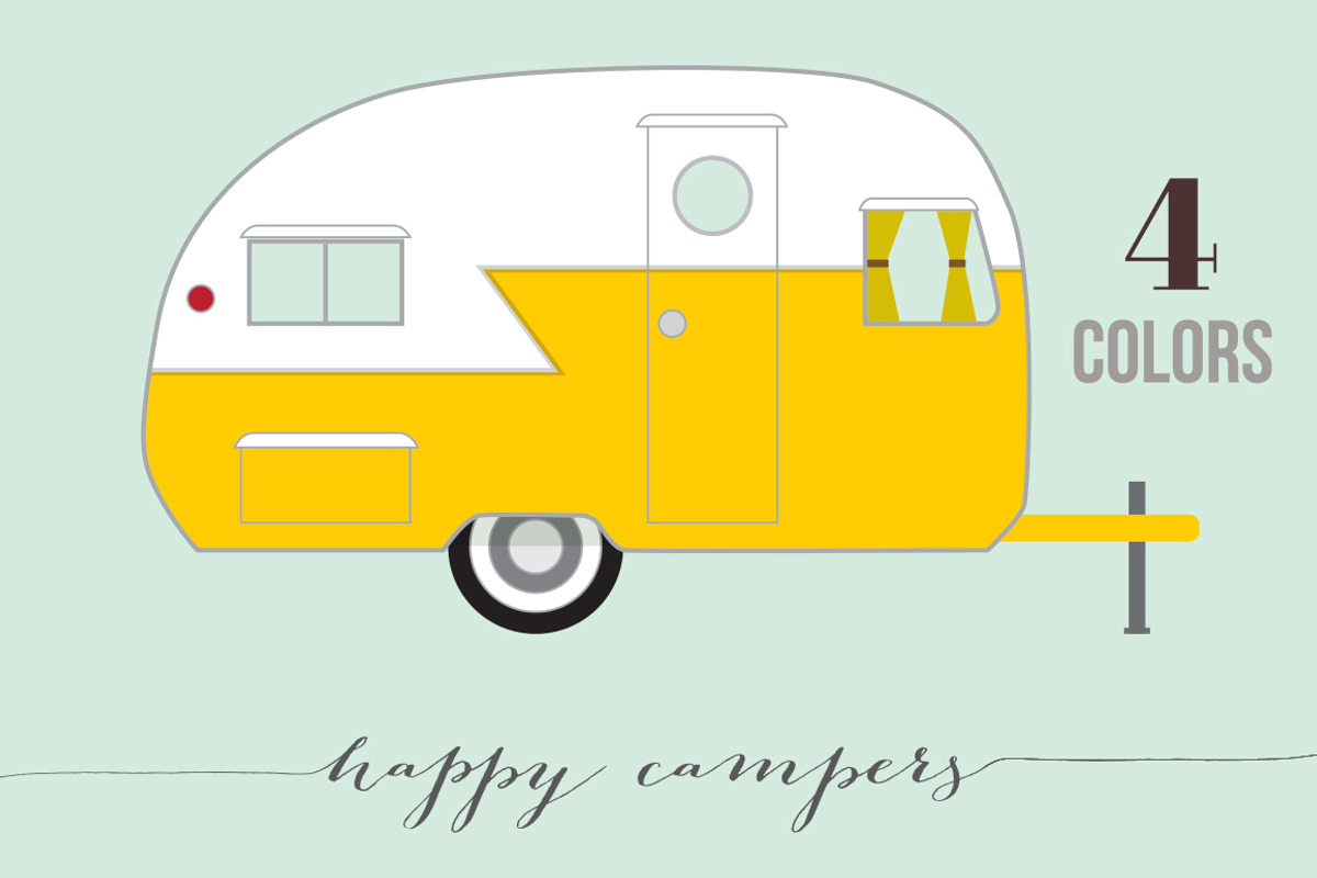 Retro Camper Vectors, an Illustration by Charming Ink | Creative Market