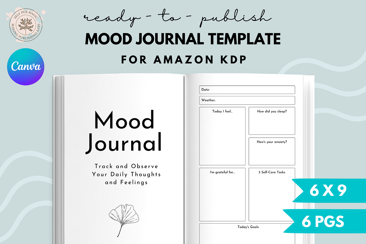Mood Journal Template KDP Canva, a Magazine Template by Self Publishing ...