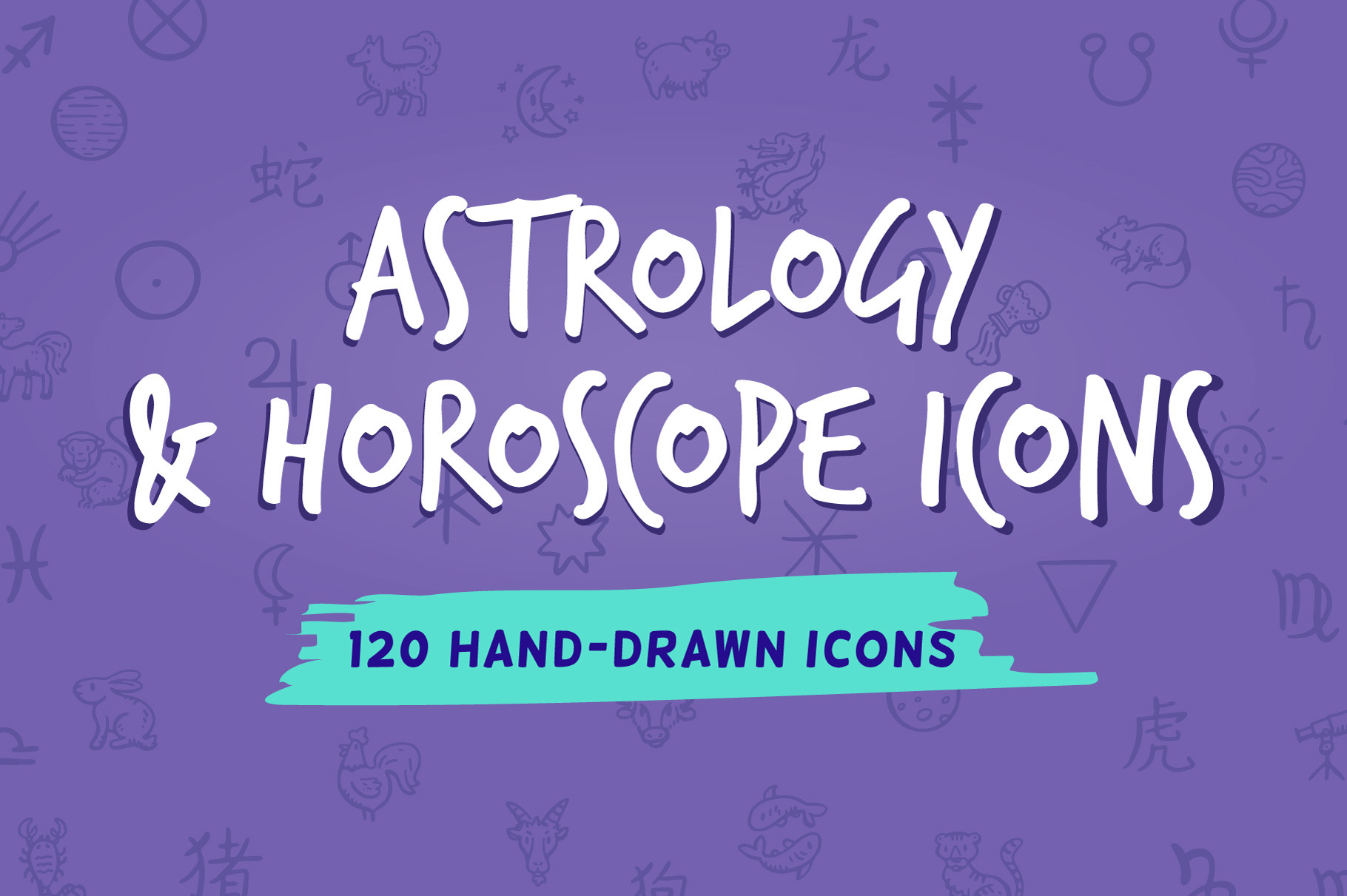 120 Hand-drawn Astrology Icons