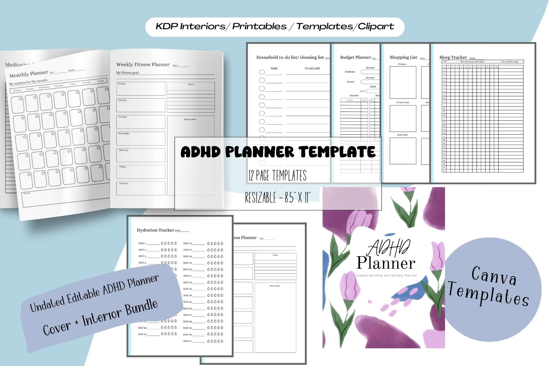 ADHD Planner Canva Template, a Print Template by Little Creative Scribbles